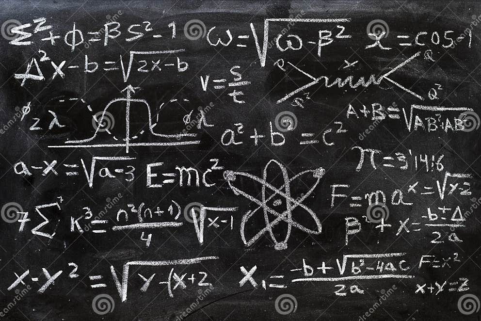 Mathematical Operations and Quantum Physics Formulas Written on the ...