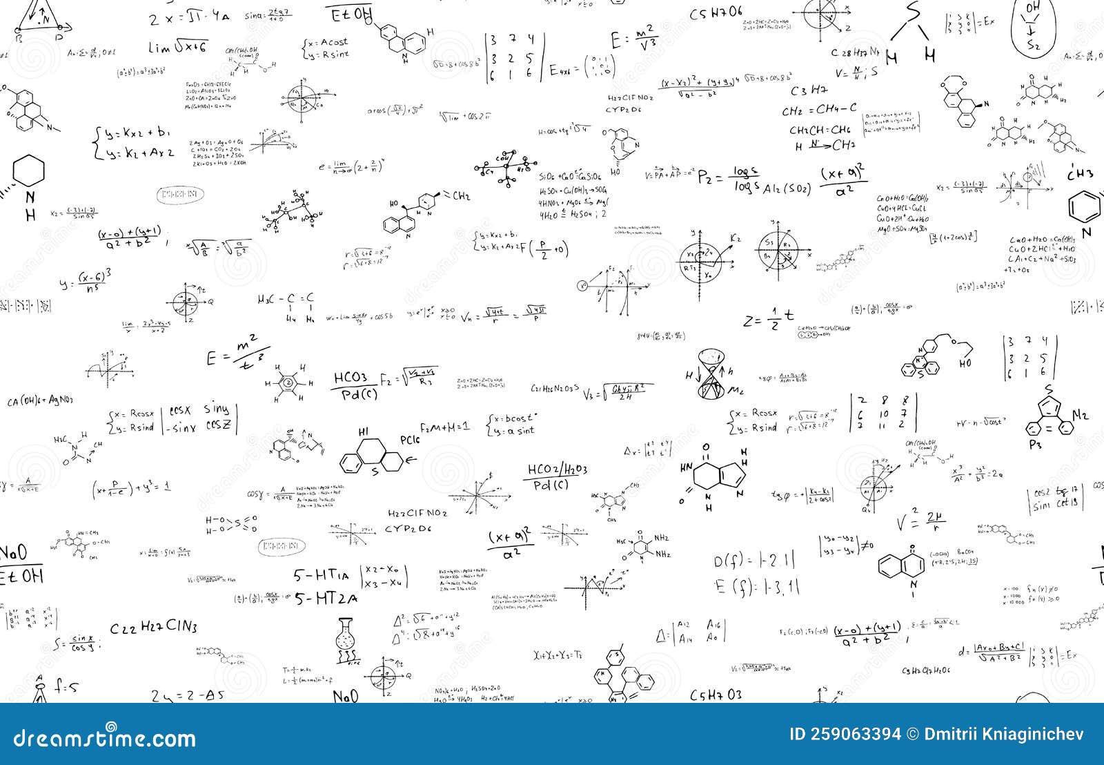 Mathematical, Physical Formulas. Scientific Educational Background ...