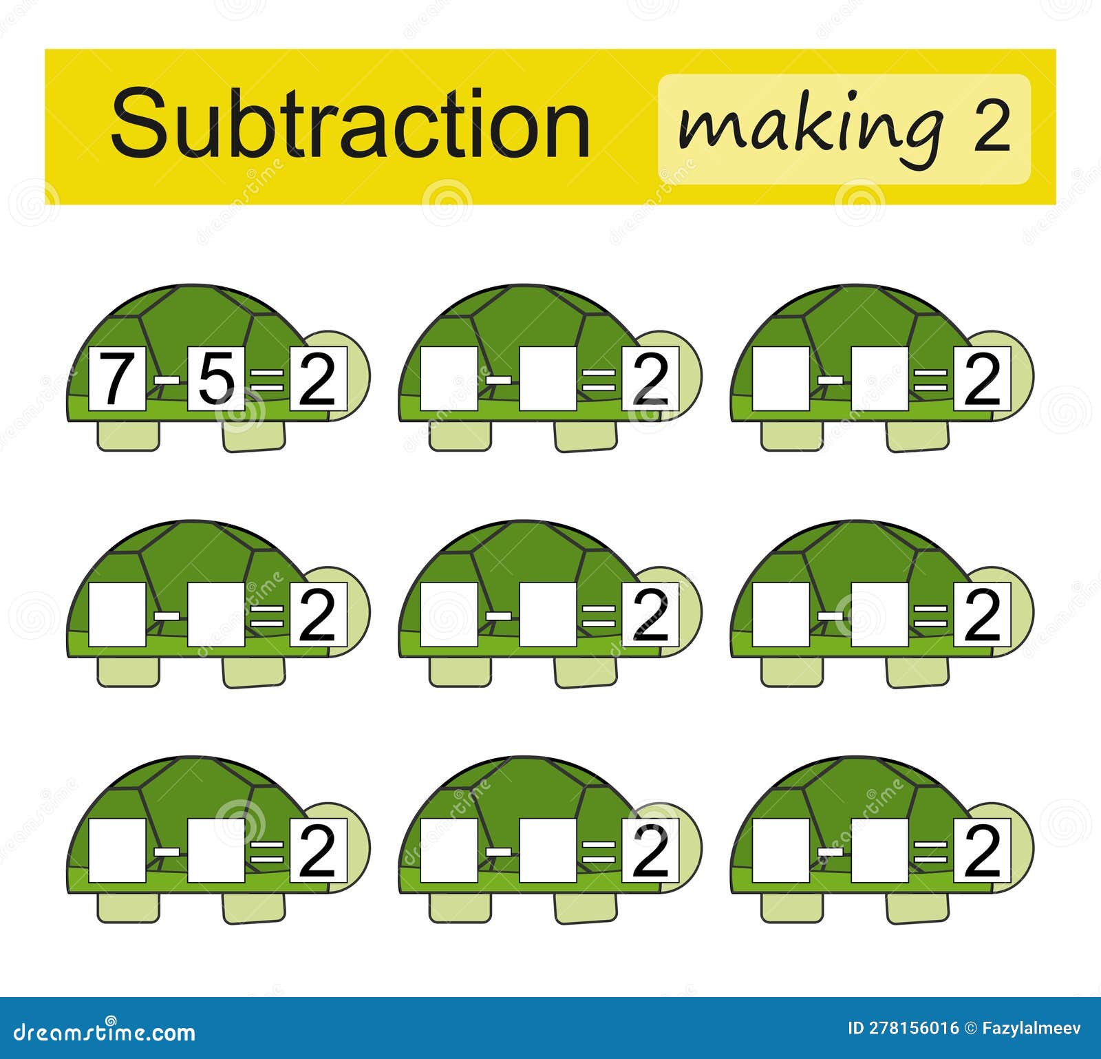 Mathematical Problem for Children. Subtraction. Making 2 Stock Vector ...