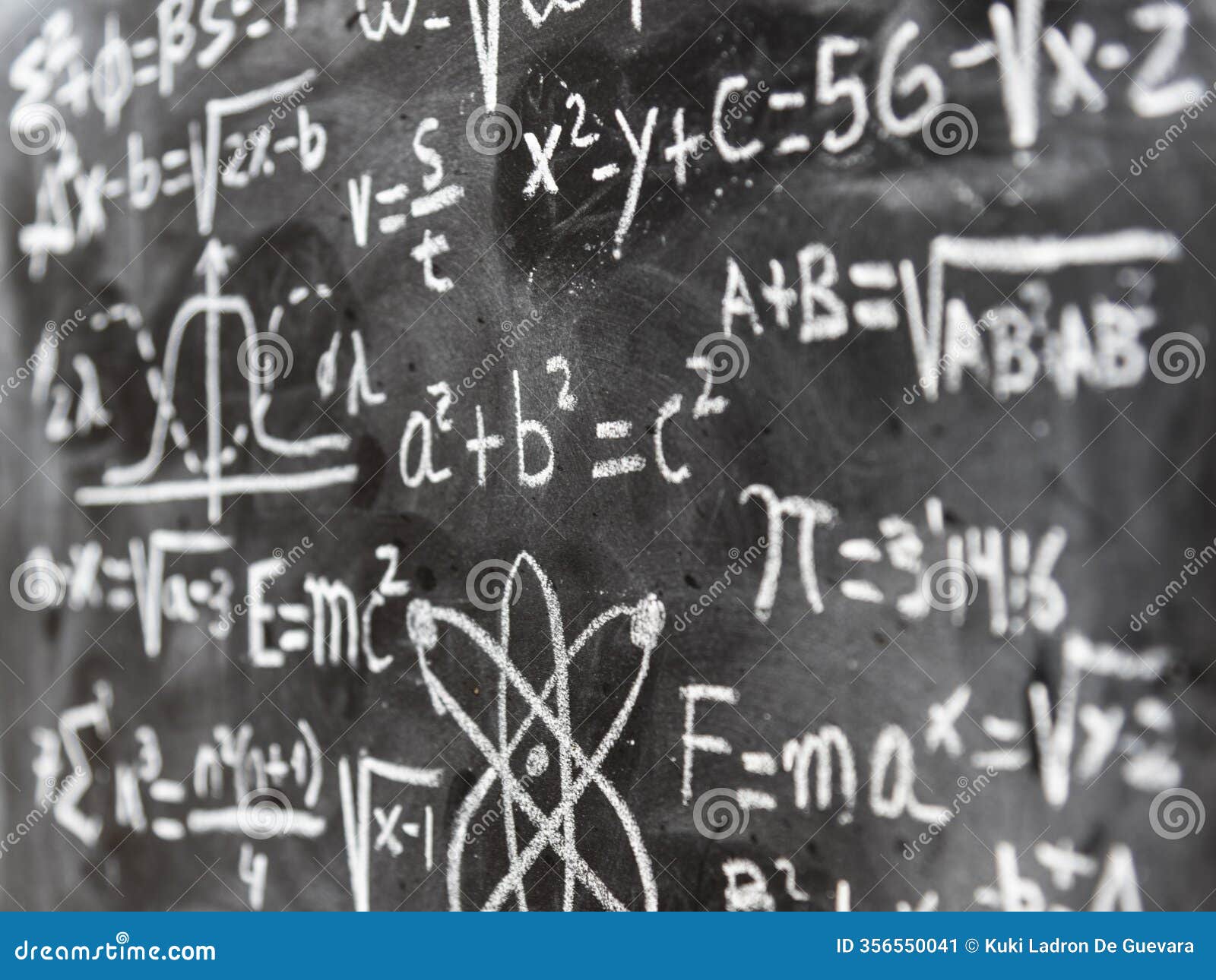 Mathematical and Quantum Physics Operations Written with Chalk on the ...