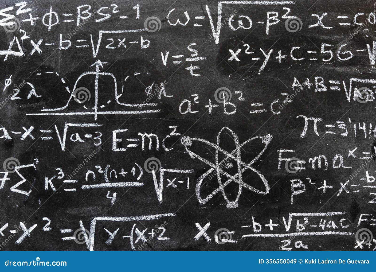 Mathematical and Quantum Physics Operations Written with Chalk on the ...