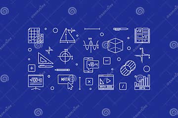 Mathematical Sciences Concept Vector Thin Line Horizontal Banner - Math ...