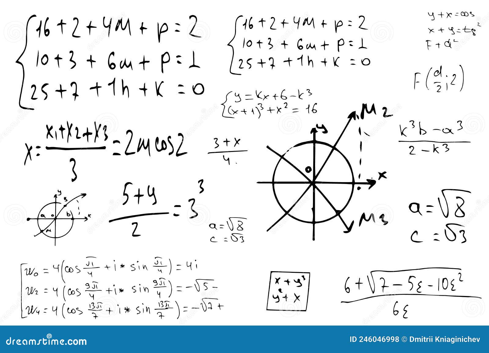 Mathematical, Scientific Formulas and Expressions. Educational, Vector ...