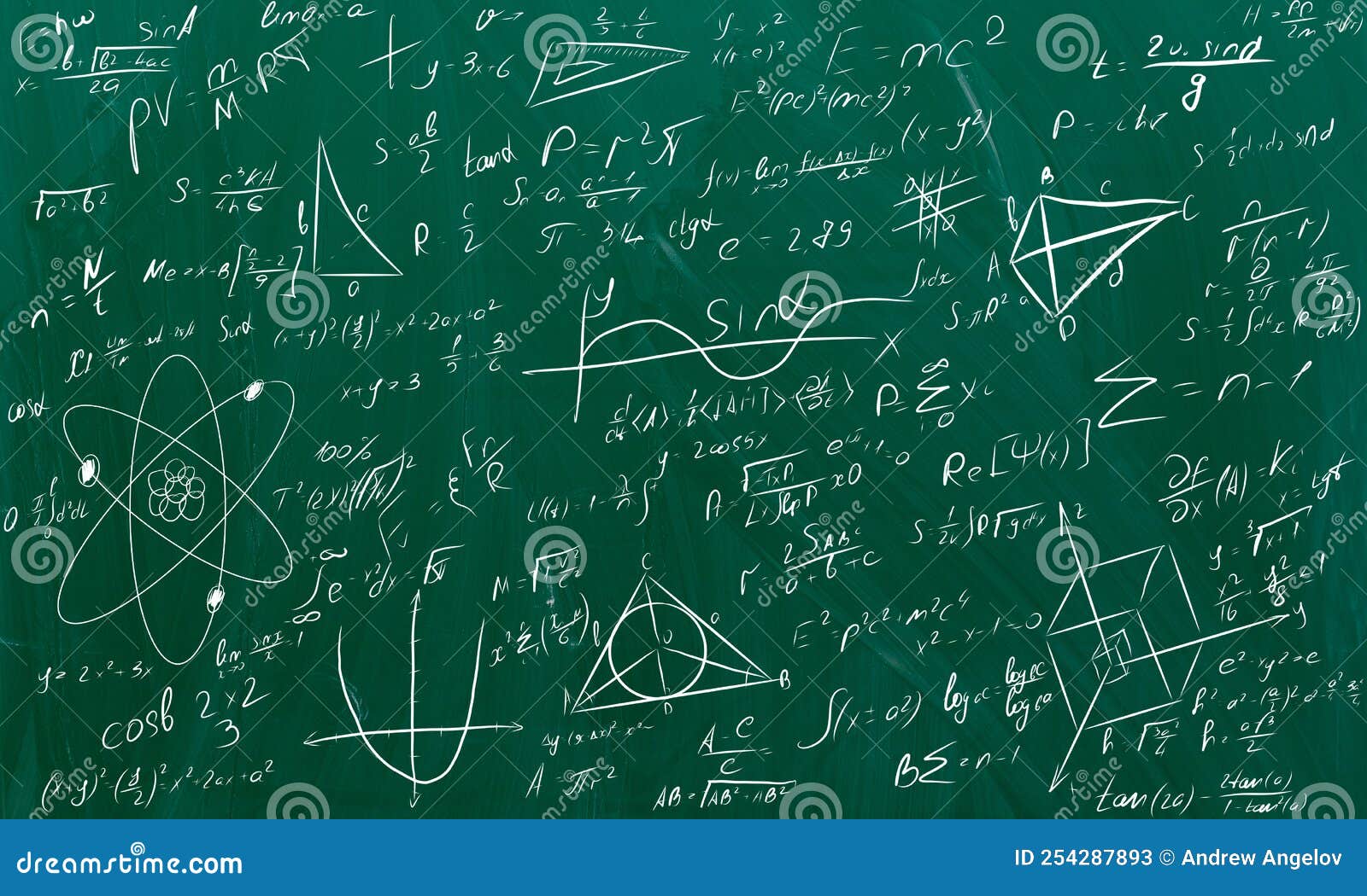Mathematical Scientific Seamless Pattern With Geometry Plots Formulas