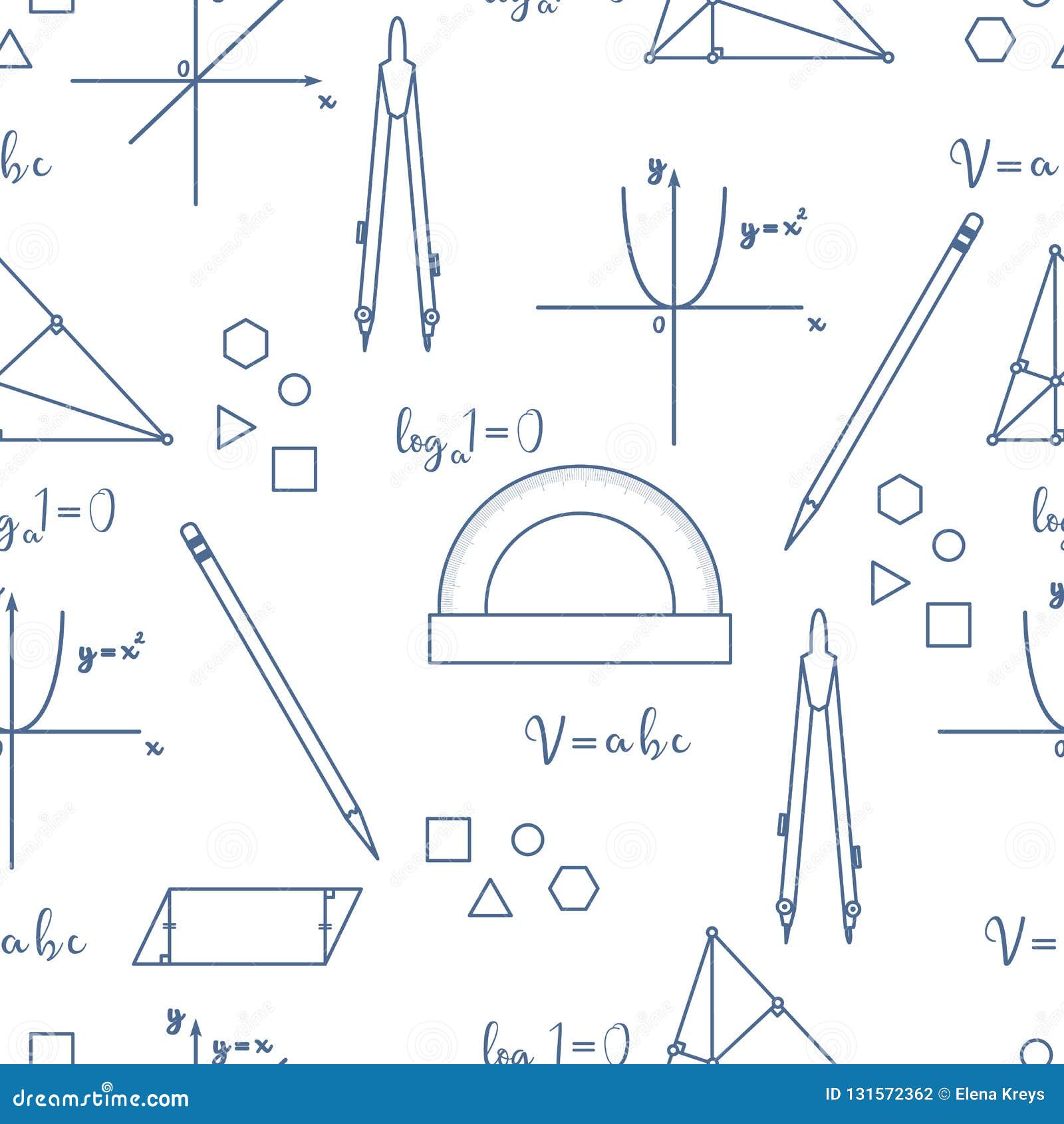 Mathematical Scientific Vector Seamless Pattern with Geometry Plots ...