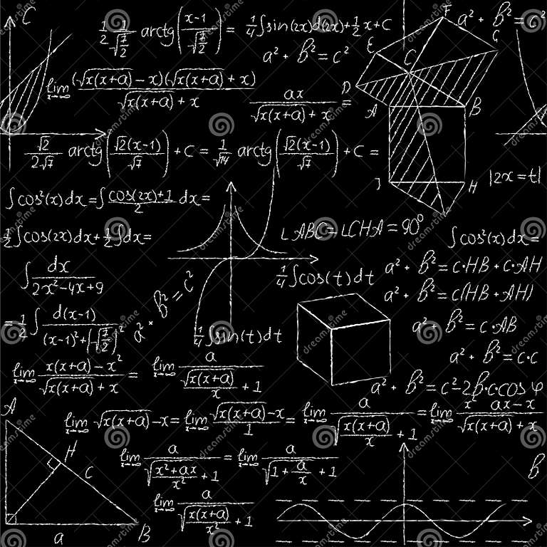 Mathematical Seamless Pattern with Geometry Formulas, Math Graph ...