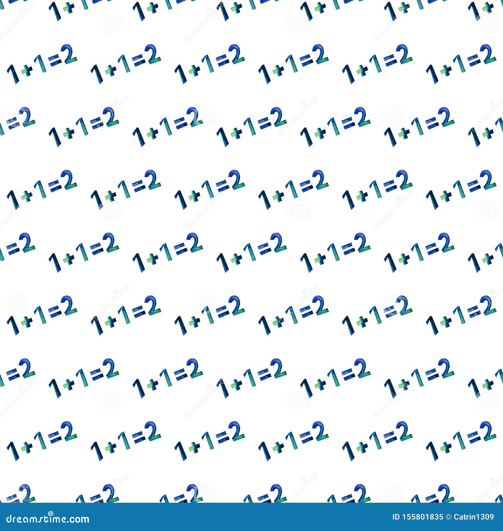 Mathematical Seamless Pattern With Watercolor Math Formulas
