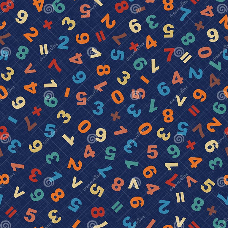 Mathematical Seamless Vector Pattern, Numbers and Arithmetic Symbols on ...