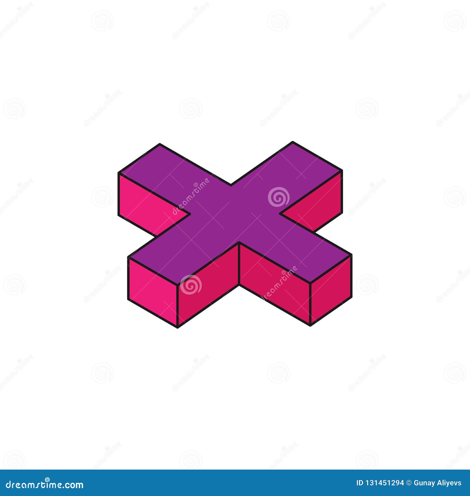Mathematical Sign Plus, 3D Colored Isometric Icon. Element of 3d Words ...