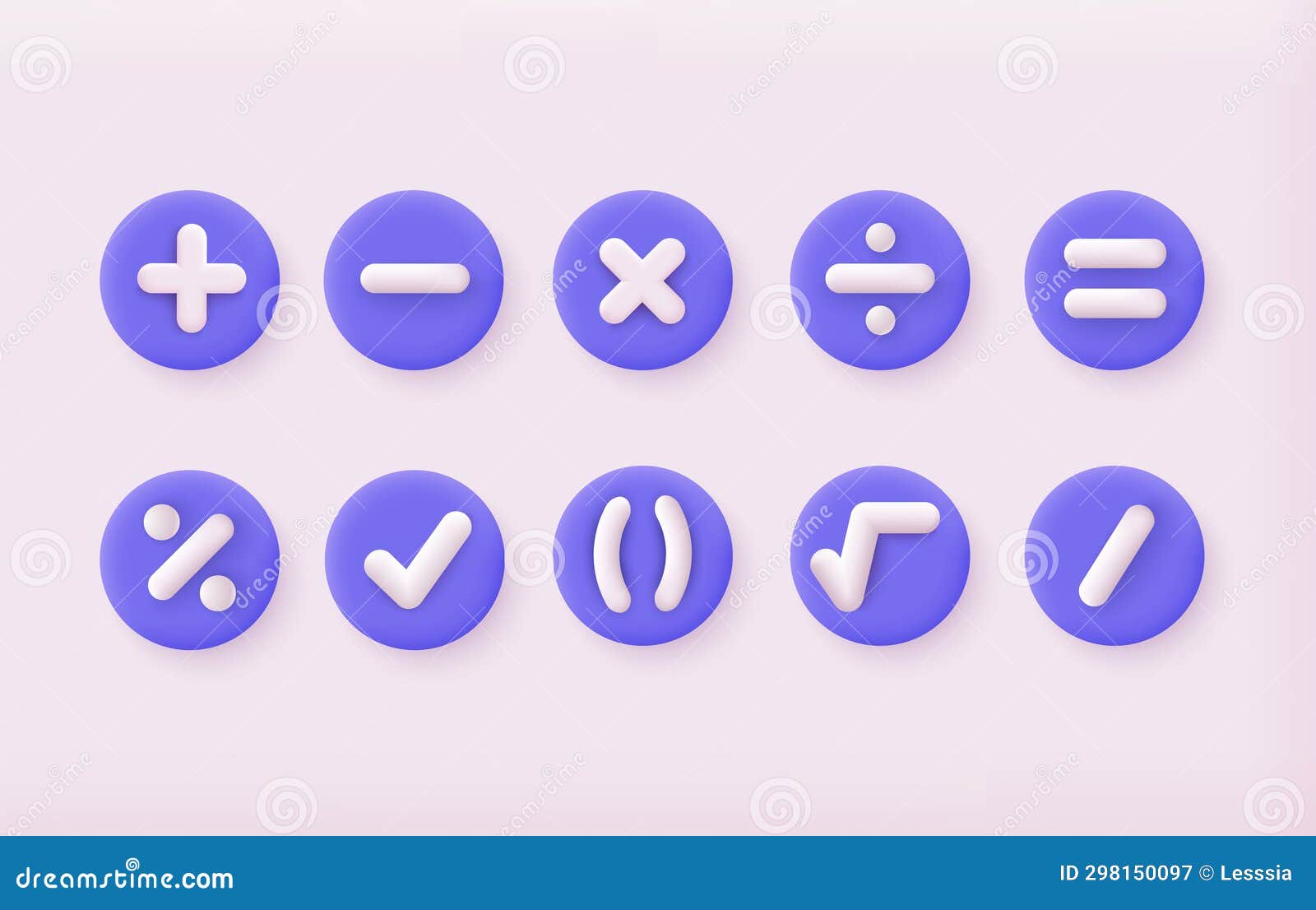 Mathematical Signs Big Set. 3D Vector Illustrations Stock Illustration ...