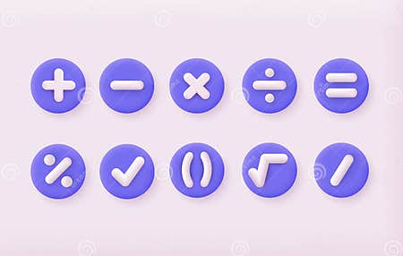 Mathematical Signs Big Set. 3D Vector Illustrations Stock Illustration ...
