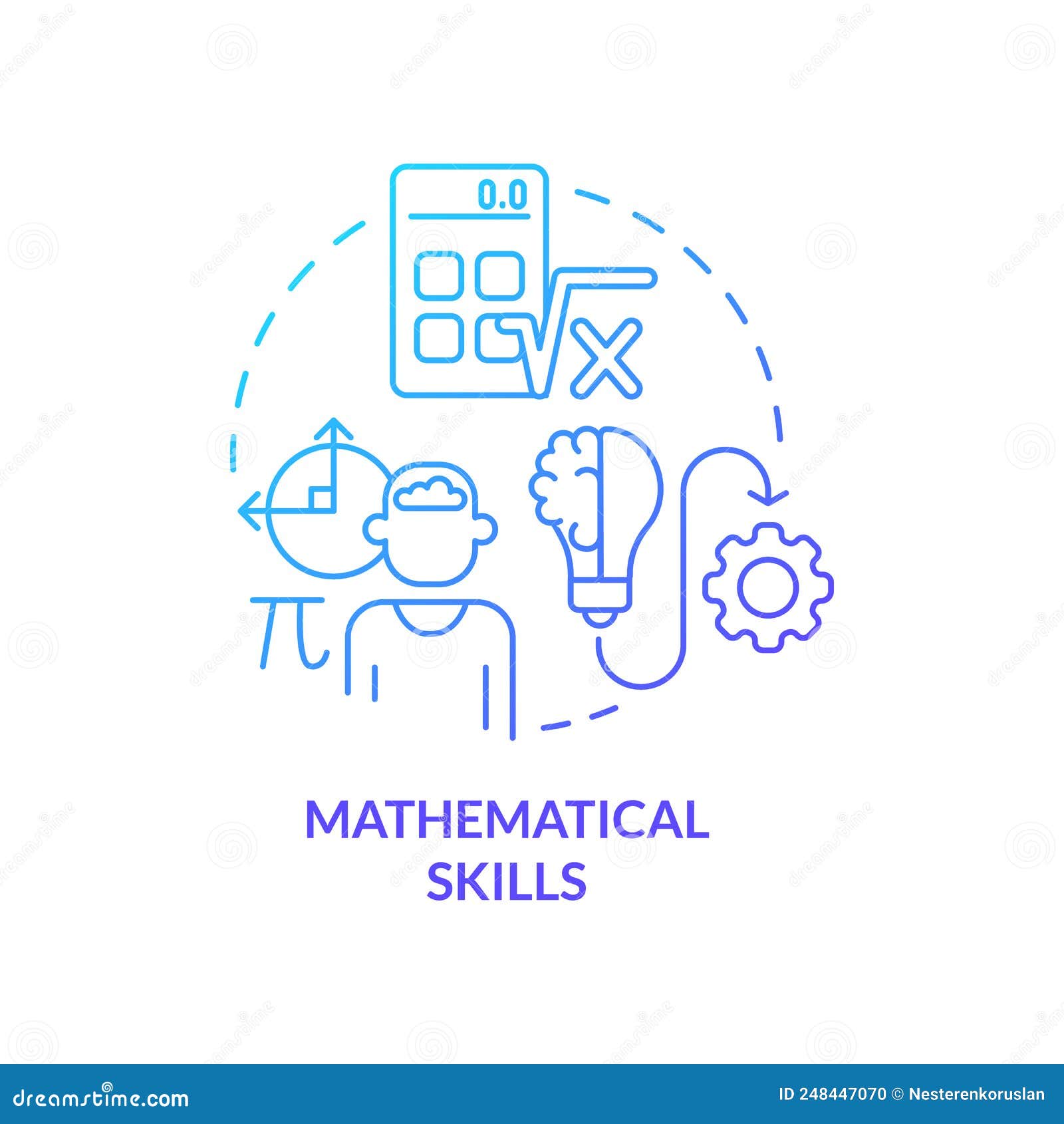 Mathematical Skills Blue Gradient Concept Icon Stock Vector ...