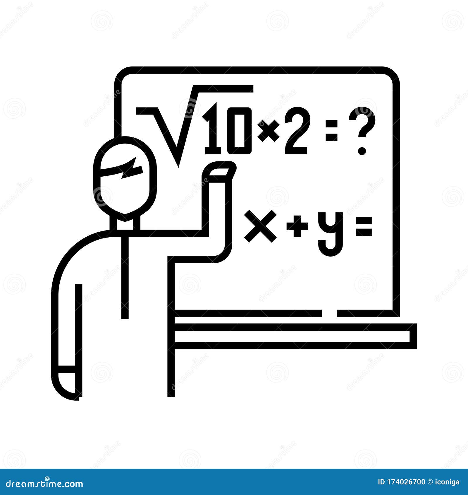 Mathematical Solution Example Line Icon, Concept Sign, Outline Vector ...