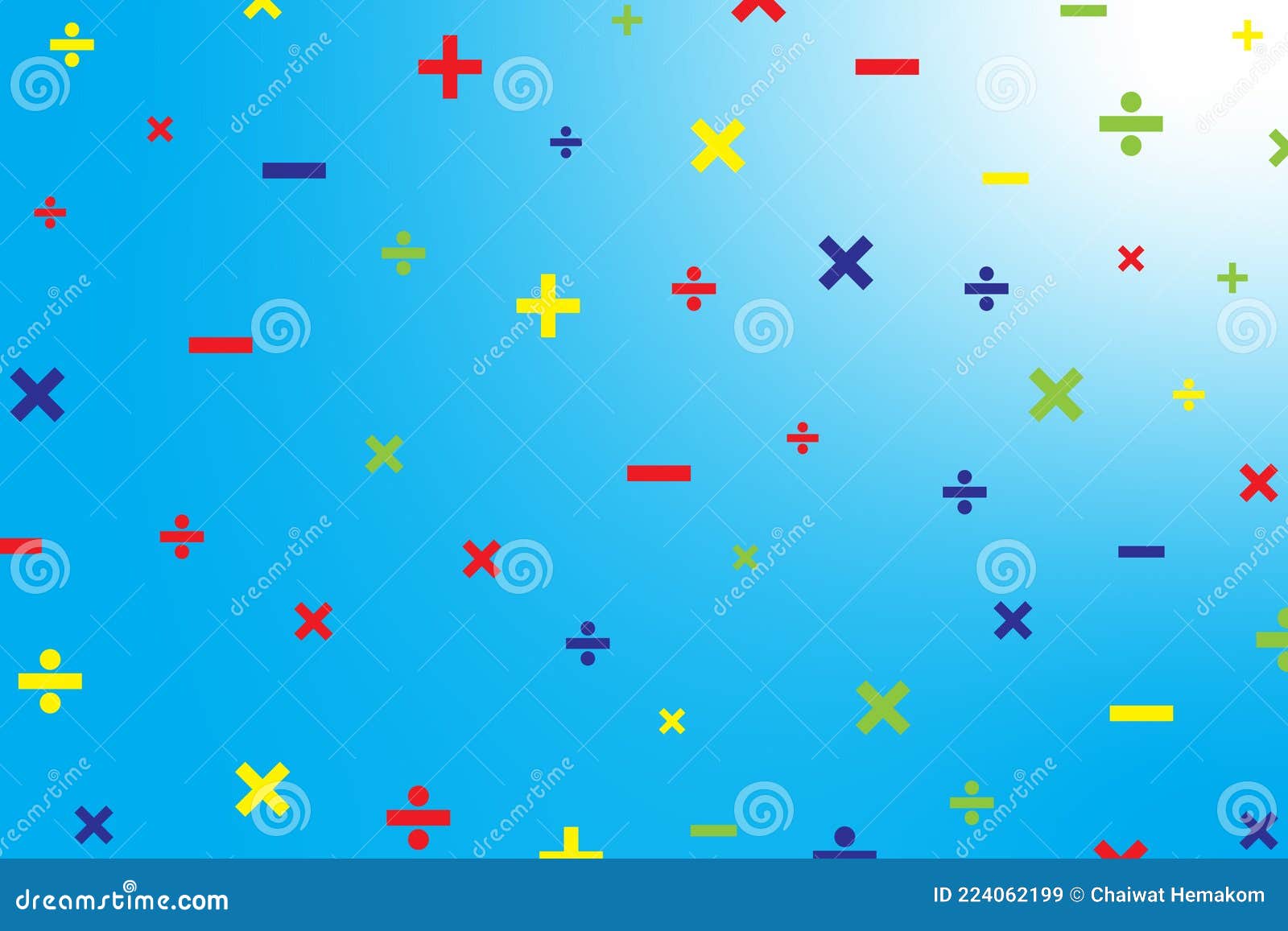 Mathematical Symbol Red Blue Yellow and Green Color Pattern on Blue ...