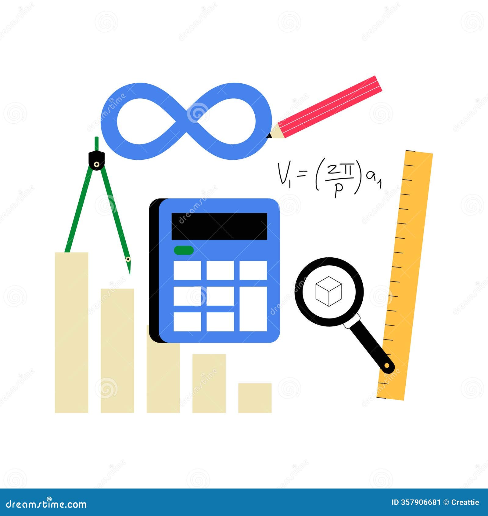 Mathematical Symbols and Tools in Flat Vector Illustration Symbolizing ...