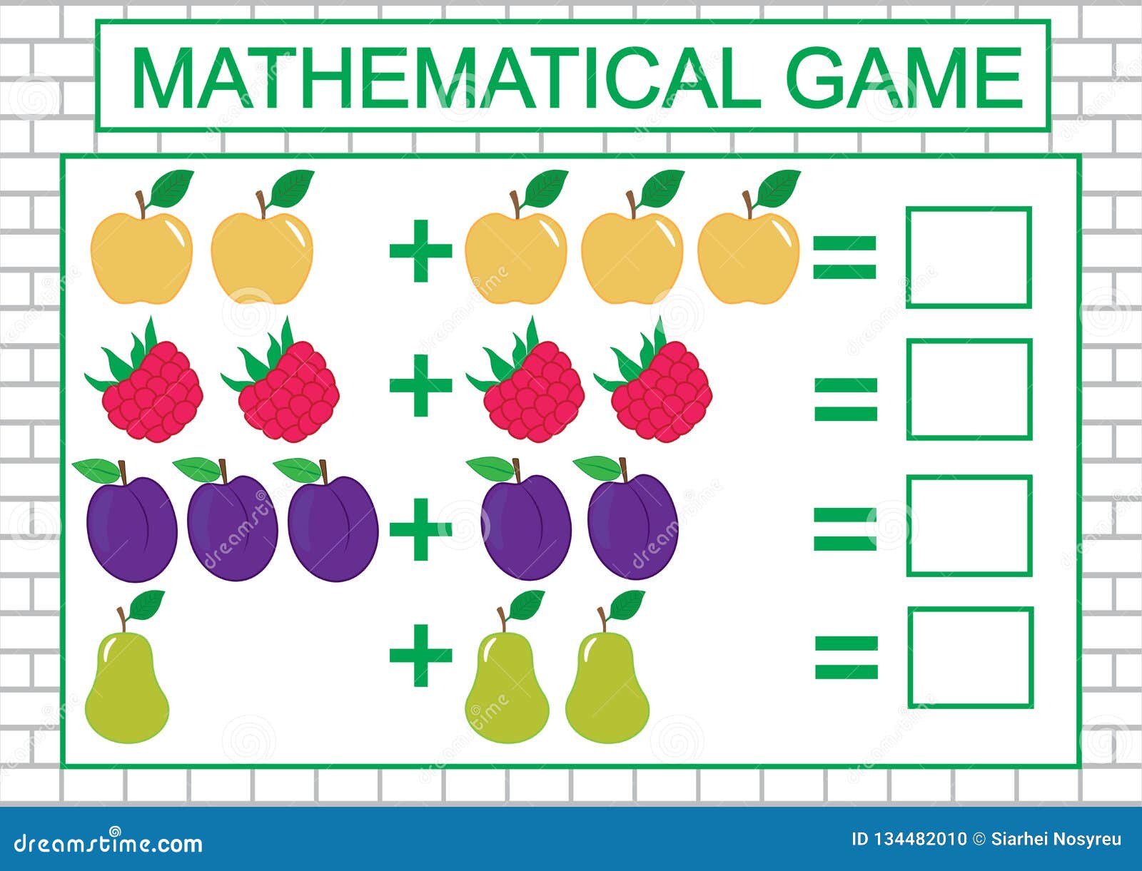 Mathematical Task for Children Counting, Addition, Education. Vector ...