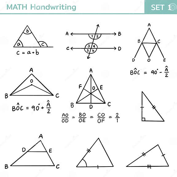 Math Mathematical Handwriting Set 1 Stock Vector - Illustration of ...