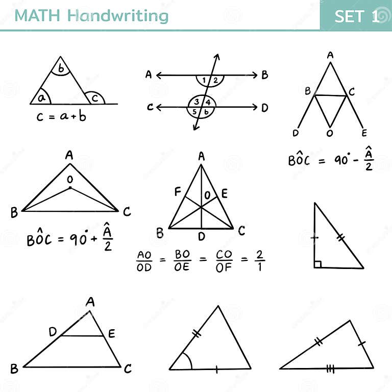 Math Mathematical Handwriting Set 1 Stock Vector - Illustration of ...
