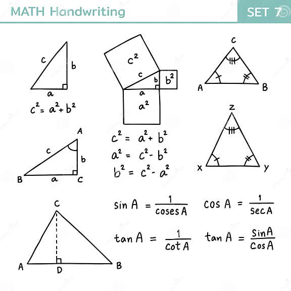 Math Mathematical Handwriting Set 7 Stock Vector - Illustration of ...