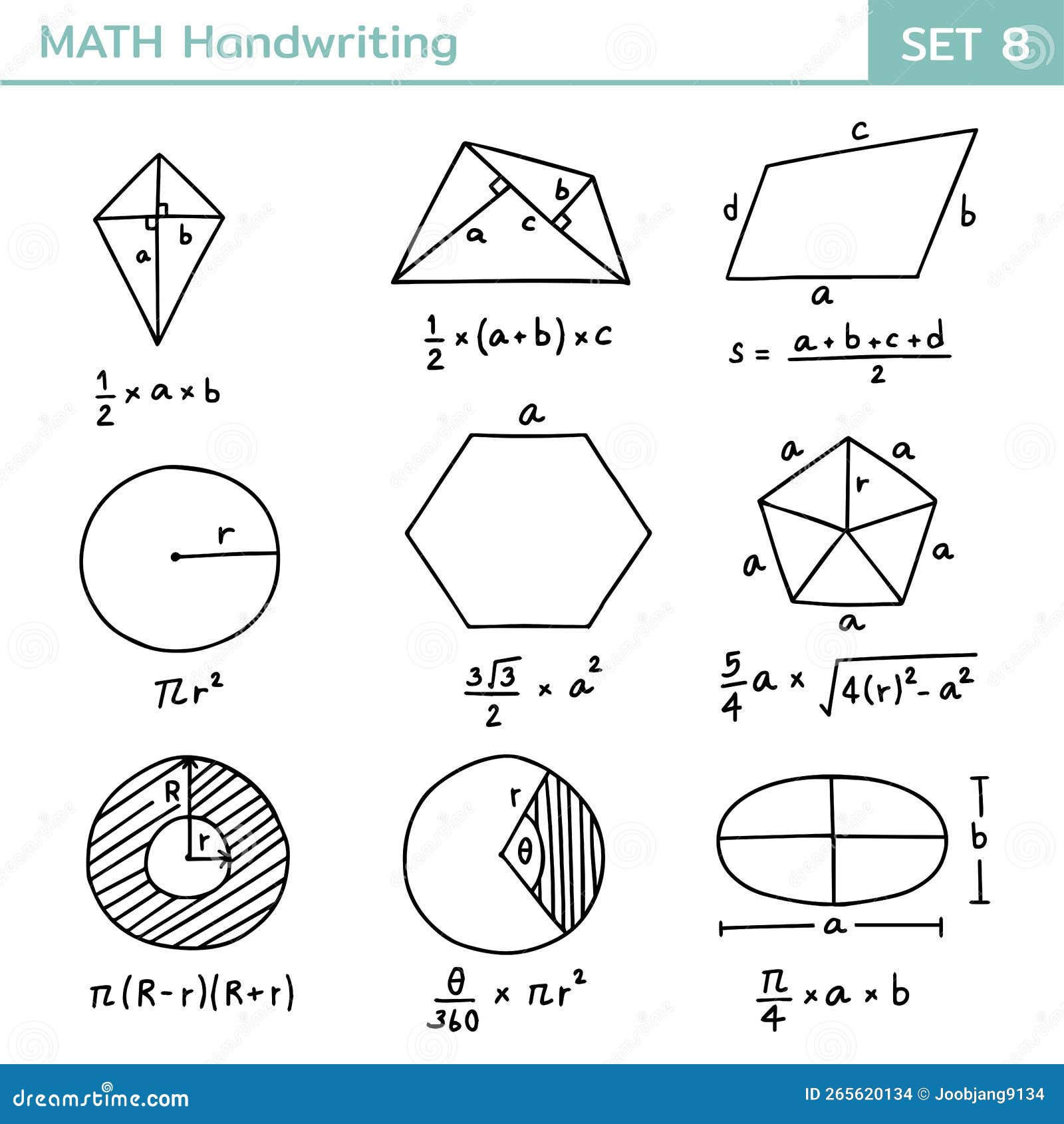 Math Mathematical Handwriting Set 8 Stock Vector - Illustration of ...