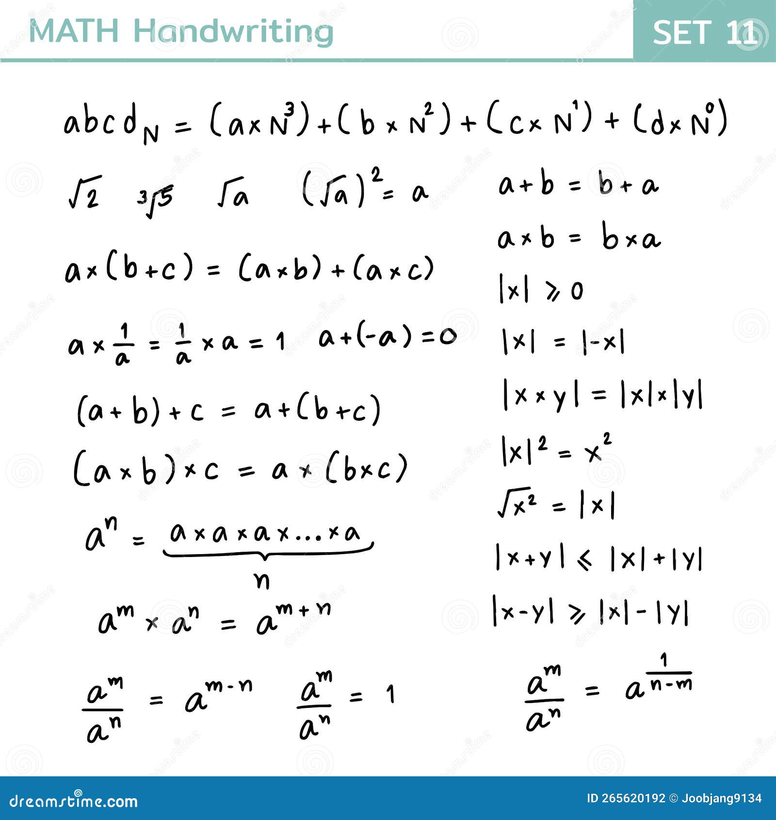 Math Mathematical Handwriting Set 11 Stock Vector - Illustration of ...