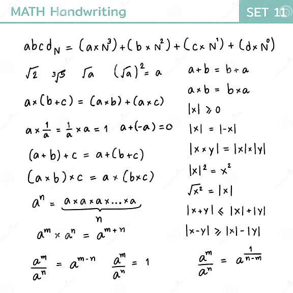 Math Mathematical Handwriting Set 11 Stock Vector - Illustration of ...