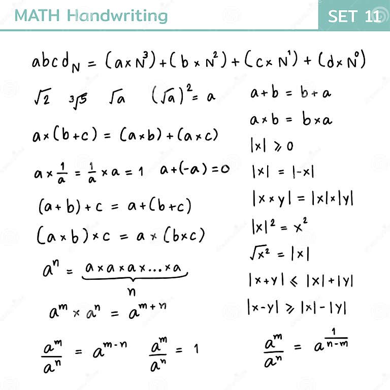 Math Mathematical Handwriting Set 11 Stock Vector - Illustration of ...