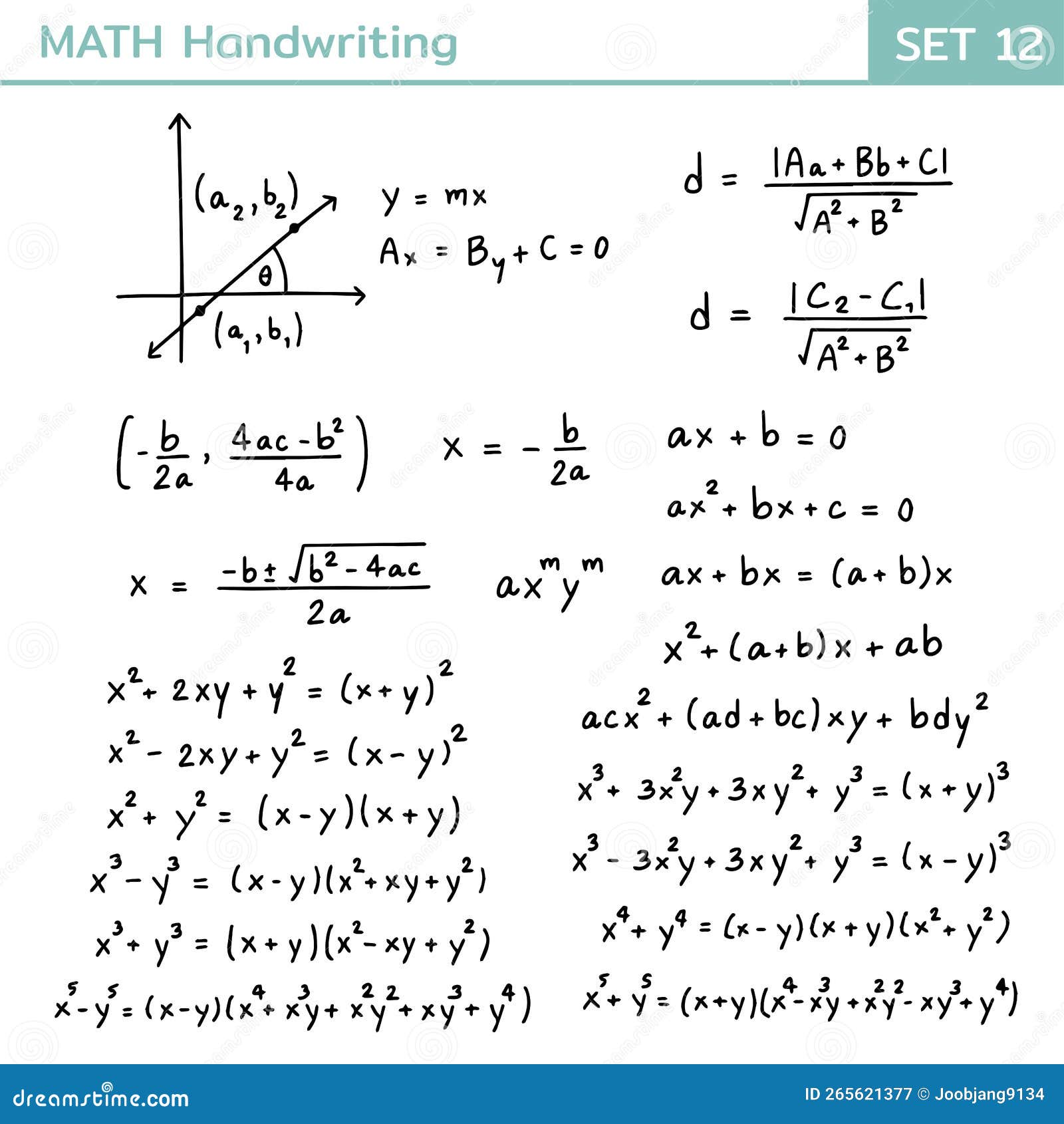 Math Mathematical Handwriting Set 12 Stock Vector - Illustration of ...