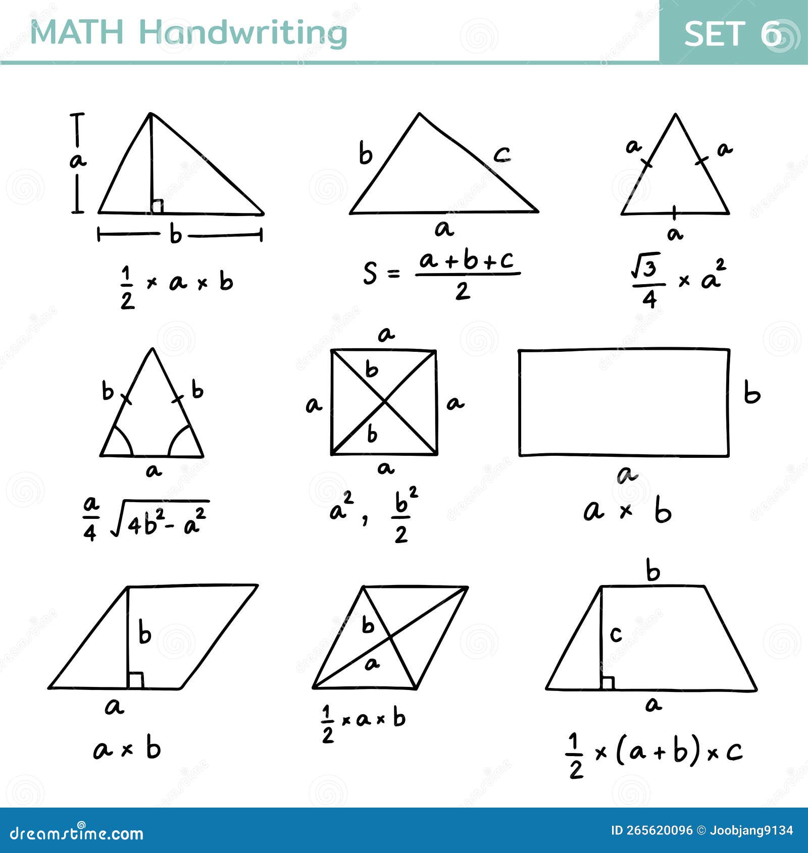 Math Mathematical Handwriting Set 6 Stock Vector - Illustration of line ...