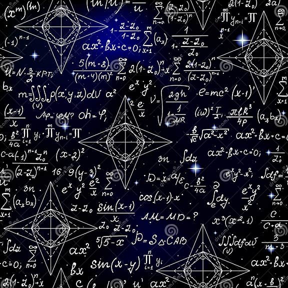 Mathematical Vector Endless Seamless Pattern with Formulas, Figures and ...
