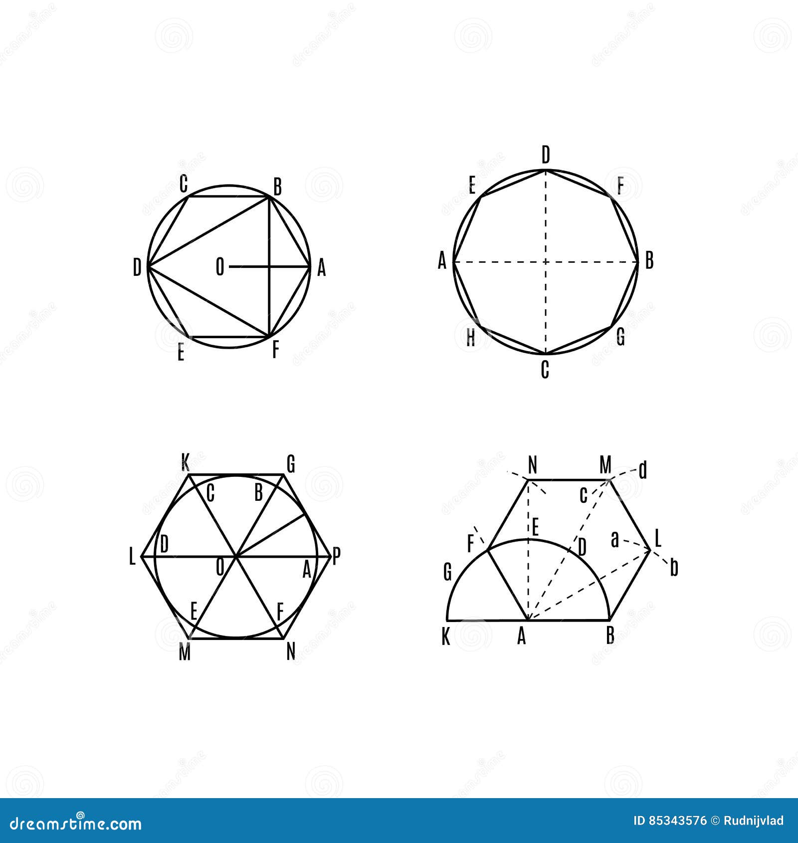 Mathematical Vector with Geometrical Figures and Plots. Stock Vector ...