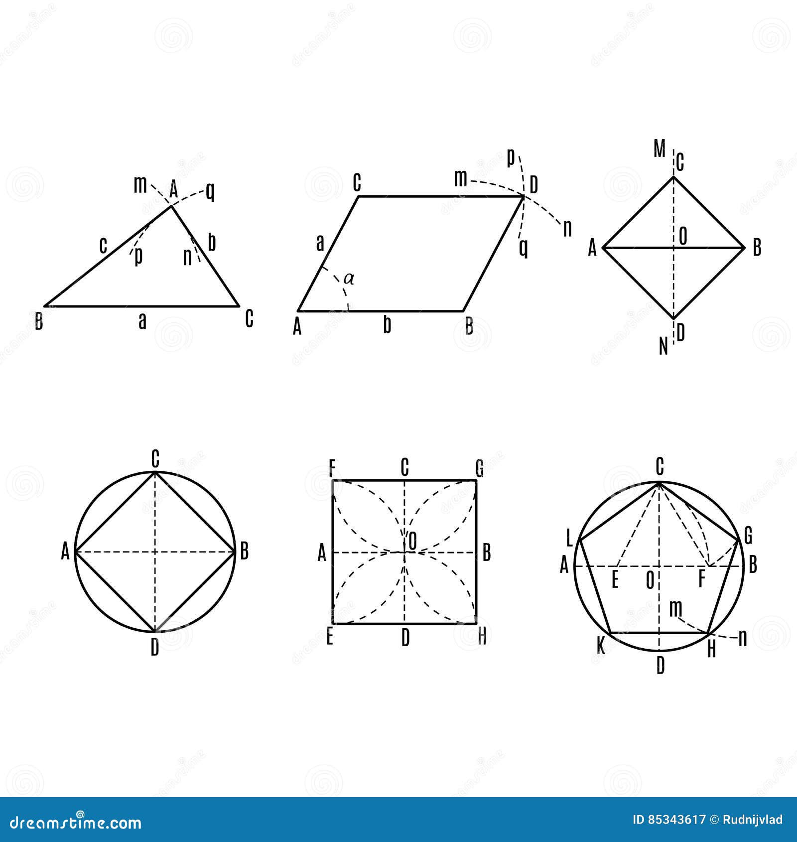 Mathematical Vector with Geometrical Figures and Plots. Stock Vector ...