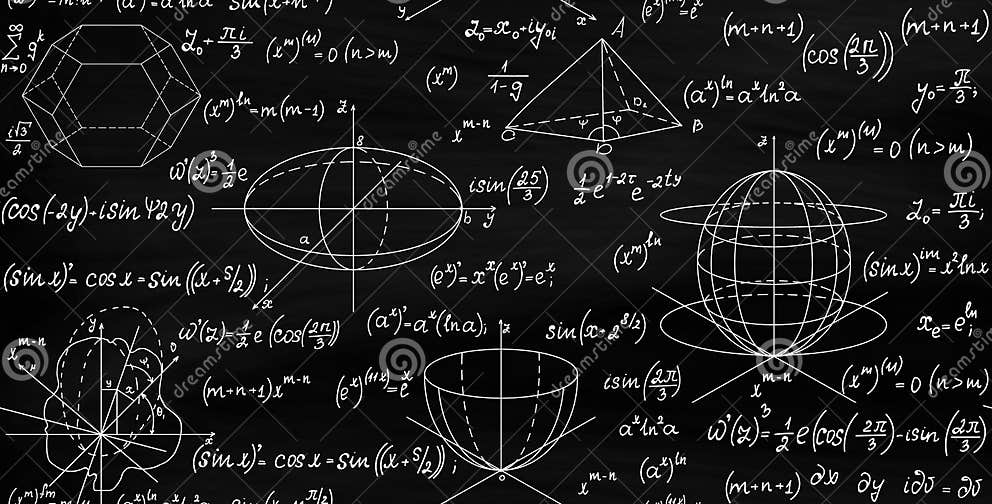 Mathematical Vector Seamless Endless Texture with Formulas, Figures and ...