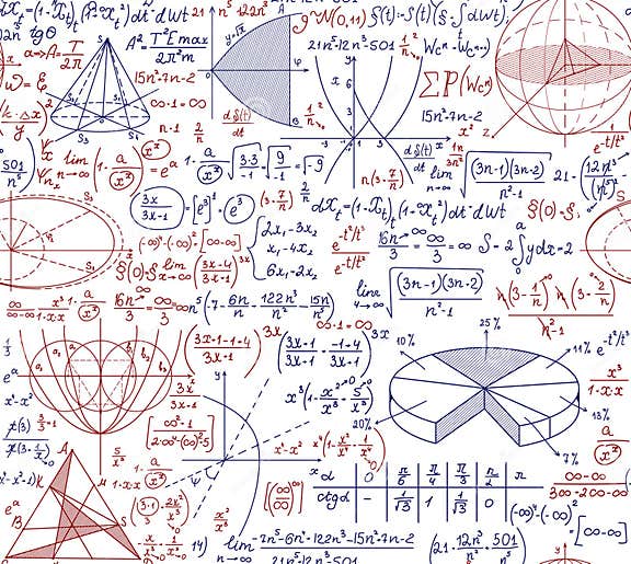 Mathematical Vector Seamless Pattern with Formulas and Figures ...