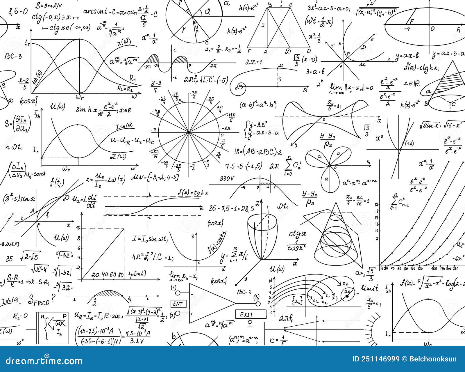 Mathematical Vector Seamless Pattern with Geometrical Figures and ...