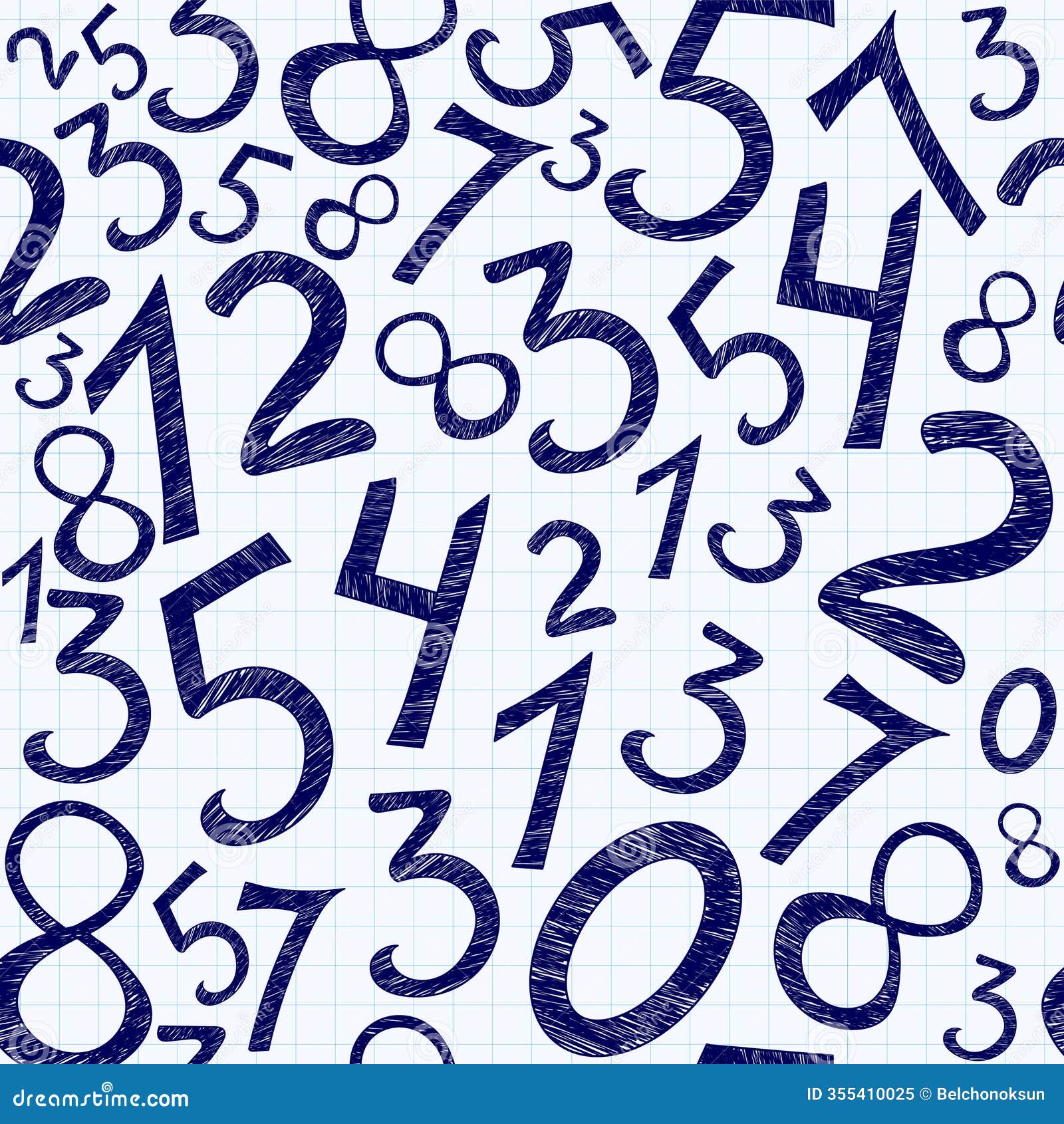 Mathematical Vector Seamless Pattern with Handwritten Digits from 0 To ...