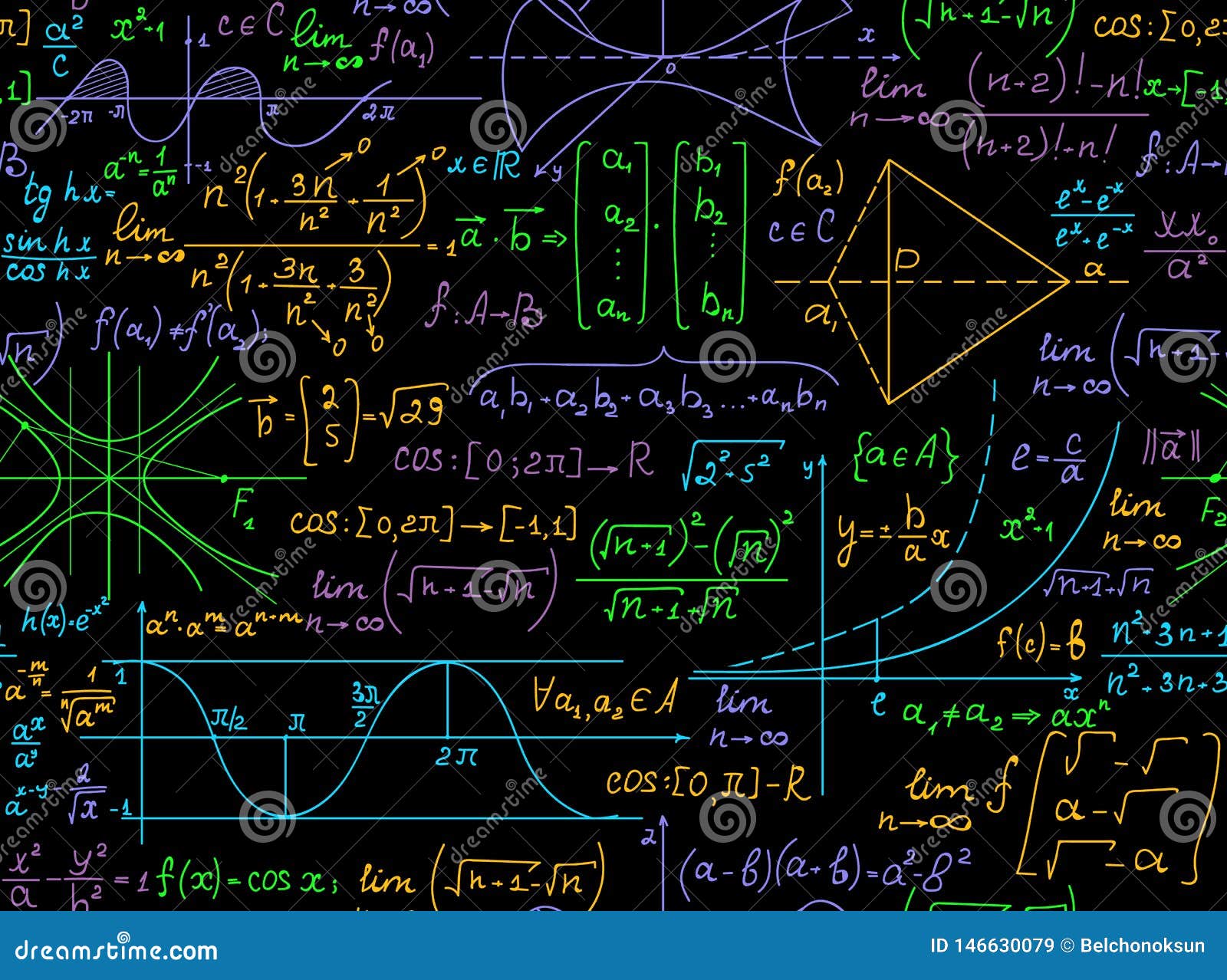 Mathematical Vector Seamless Pattern with Handwritten Multicolored Math ... Mathematical Vector Seamless Pattern with Handwritten Multicolored Math ...