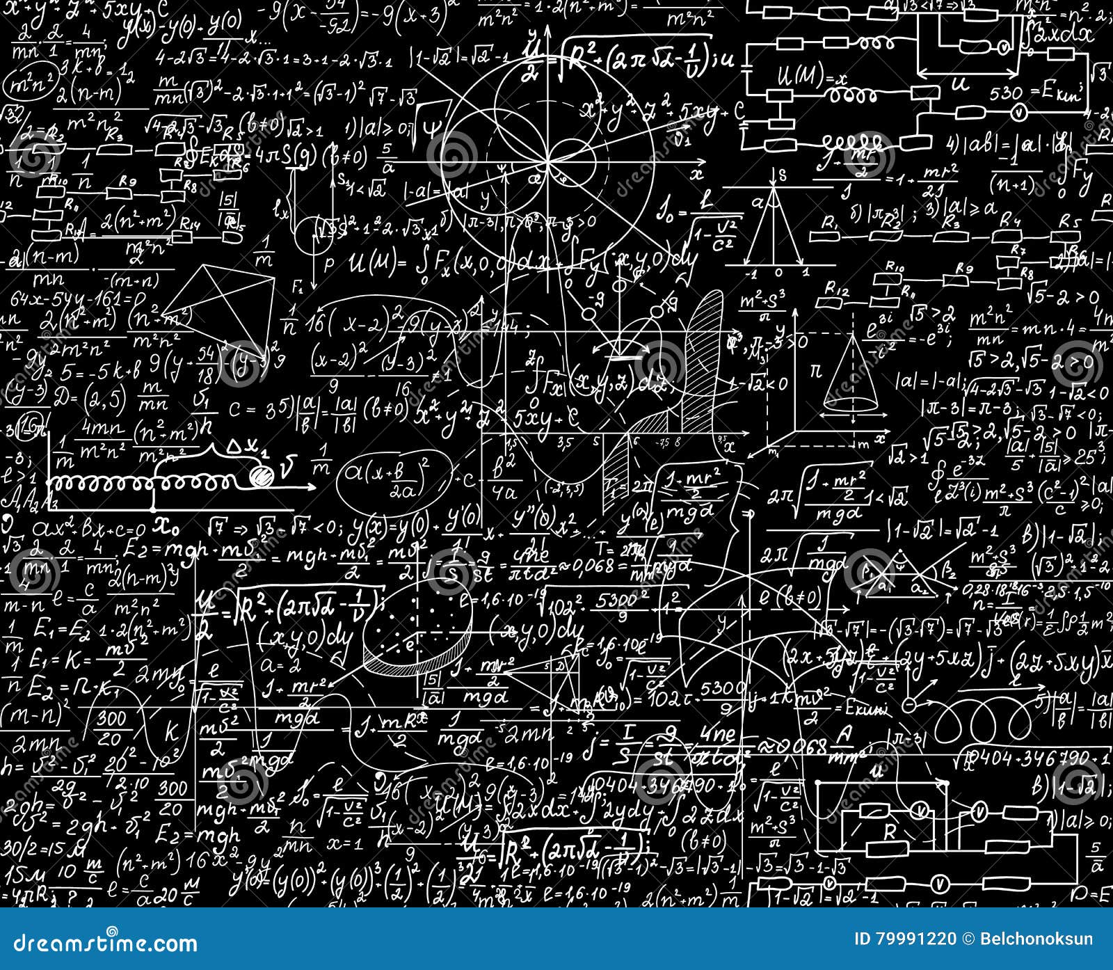Mathematical Vector Seamless Pattern with Mathematical Figures ...