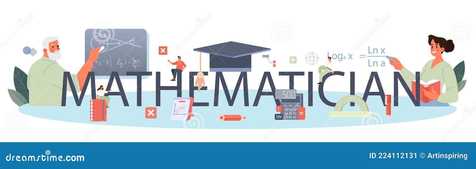 Mathematician Typographic Header. Mathematician Use Formulas And ...
