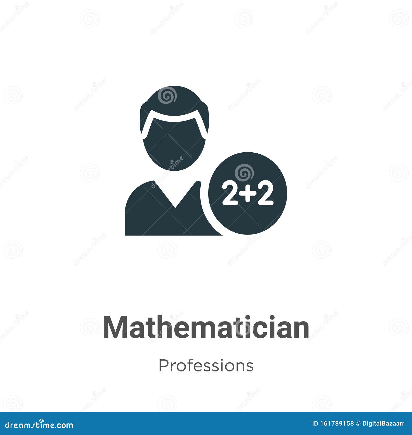 Mathematician Vector Icon on White Background. Flat Vector ...