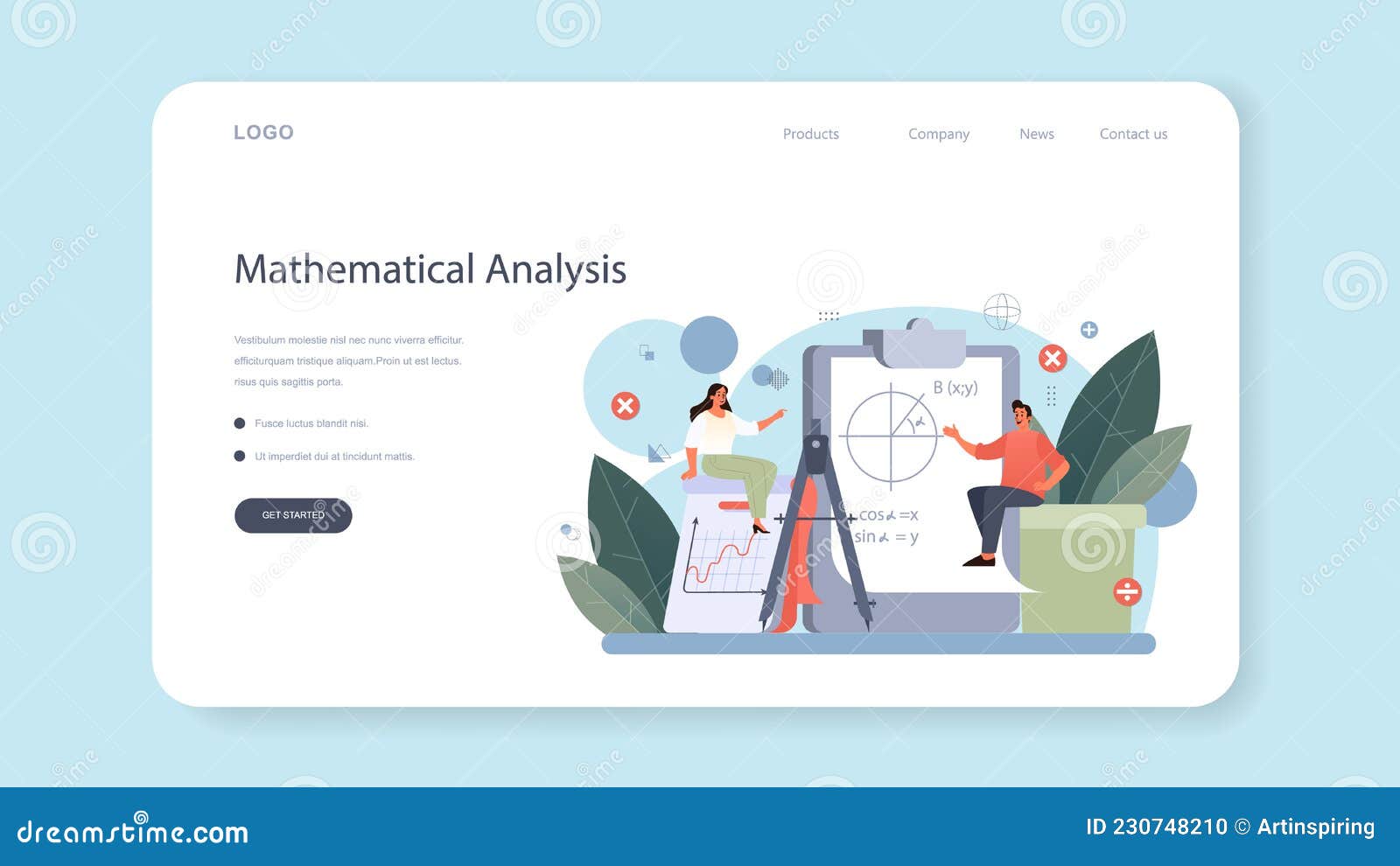 Mathematician Web Banner Or Landing Page. Mathematician Use Scientific ...