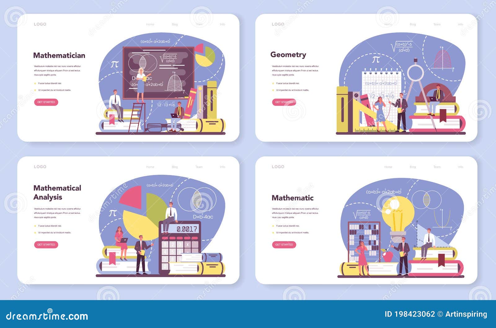 Mathematician Web Banner Or Landing Page. Mathematician Use Scientific ...