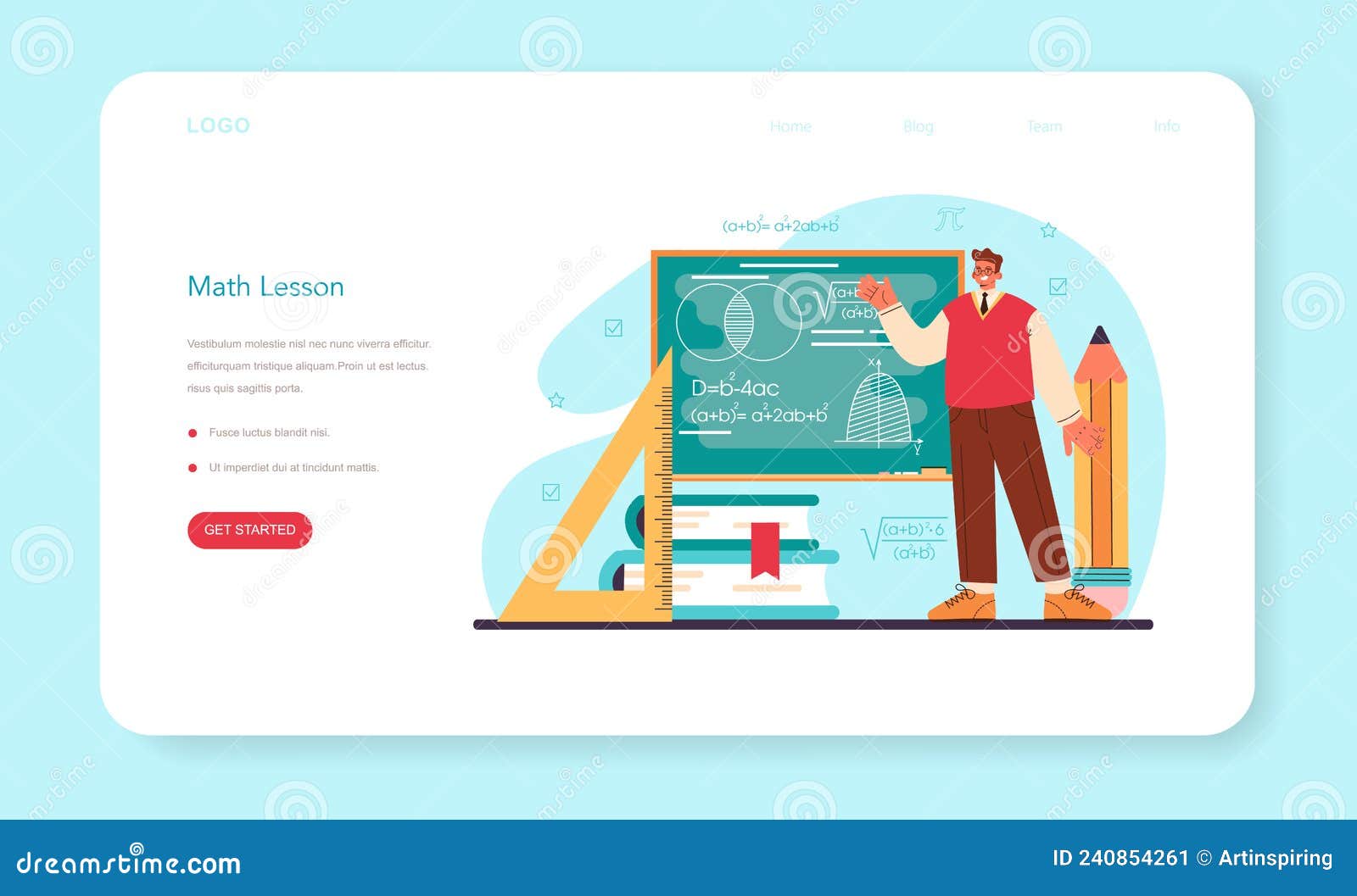 Mathematician Web Banner or Landing Page. Mathematician Use Stock ...