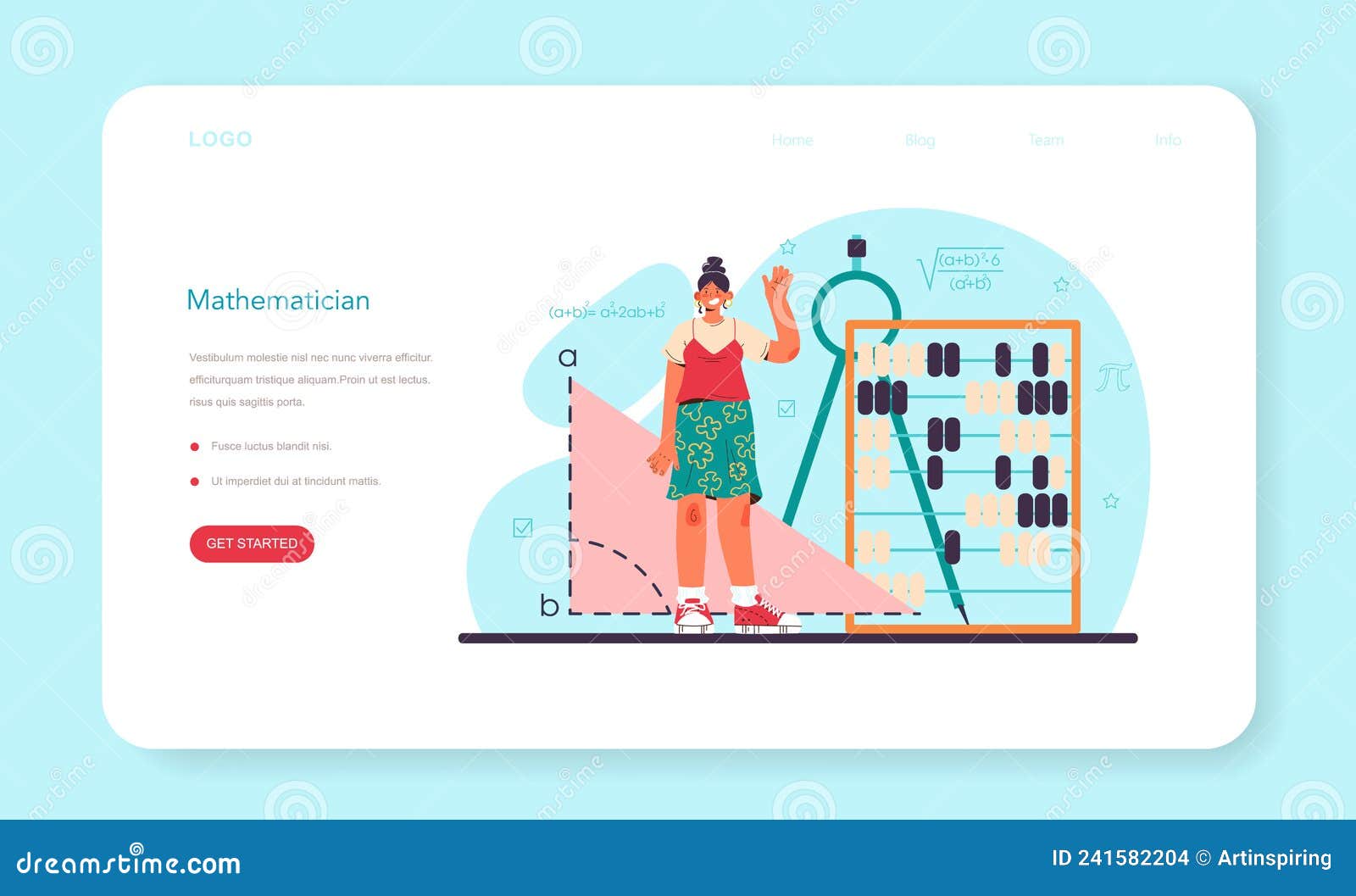 Mathematician Web Banner Or Landing Page. Mathematician Use Scientific ...