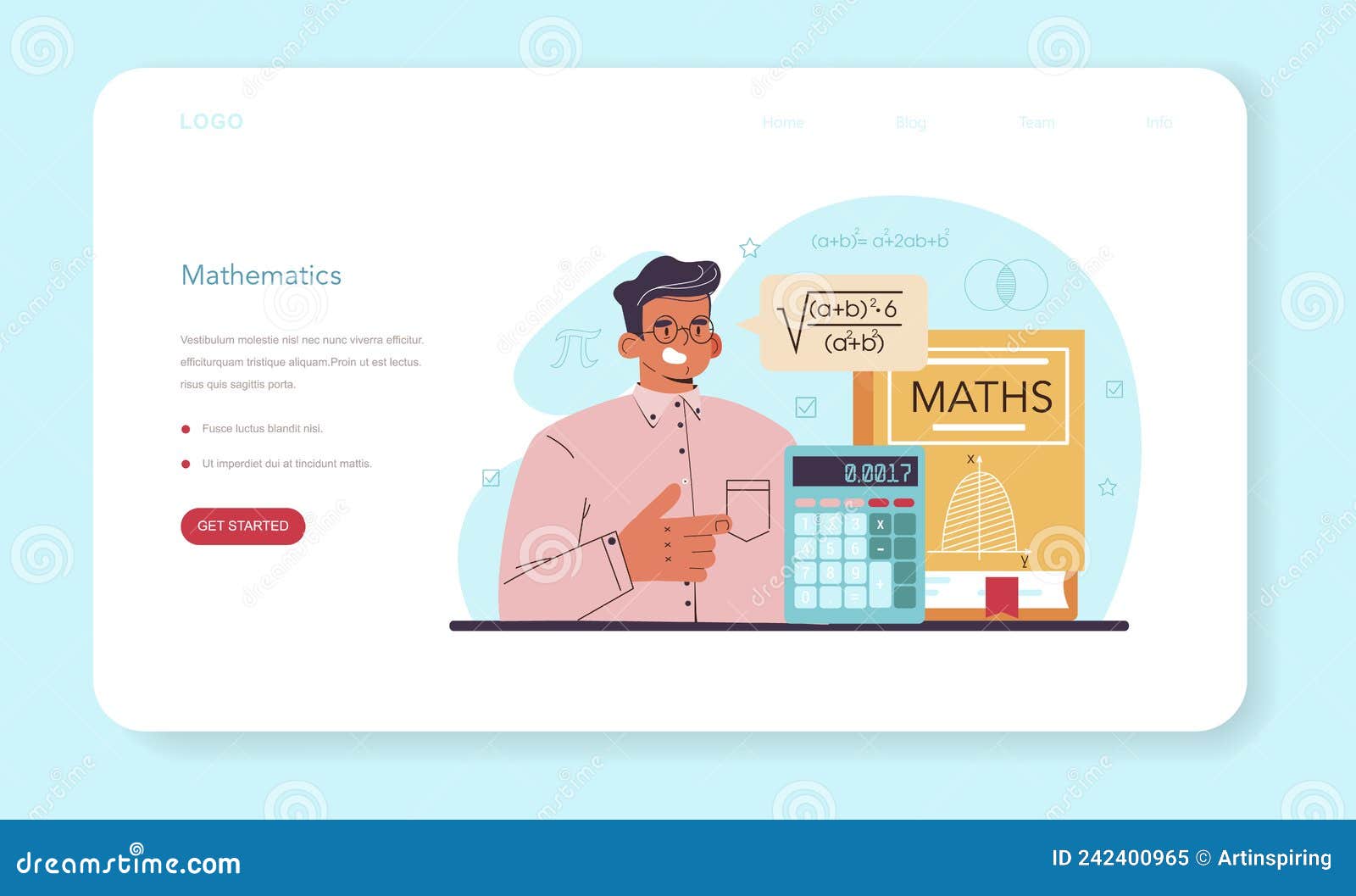 Mathematician Web Banner or Landing Page. Mathematician Use Stock ...