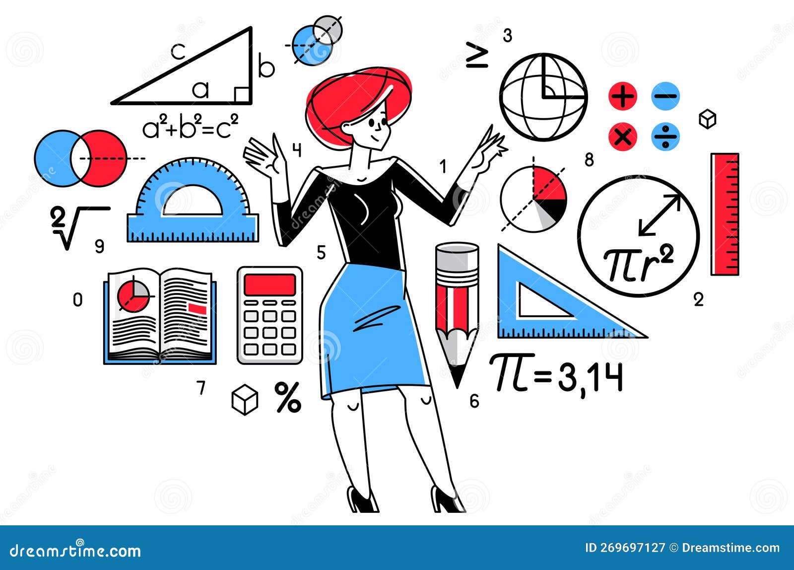 Mathematician Working on Some Theoretical Mathematics Vector Outline ...