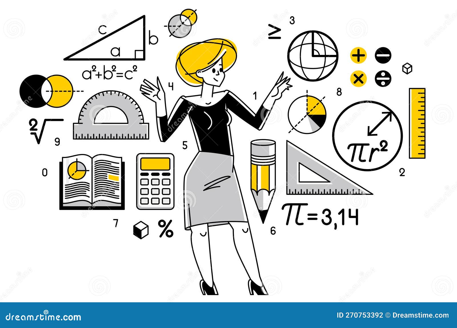 Mathematician Working On Some Theoretical Mathematics Vector Outline ...