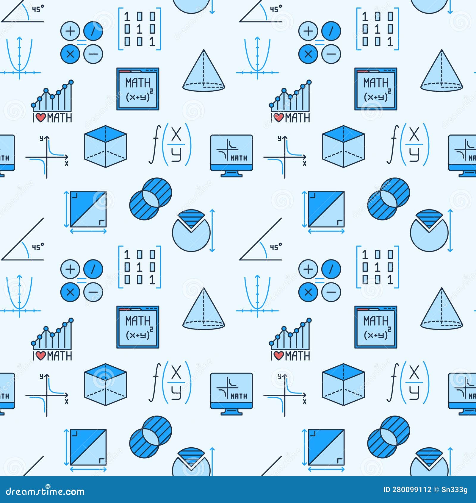 Mathematics Blue Seamless Pattern - Science Vector Creative Background ...