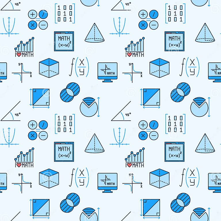 Mathematics Blue Seamless Pattern - Science Vector Creative Background ...