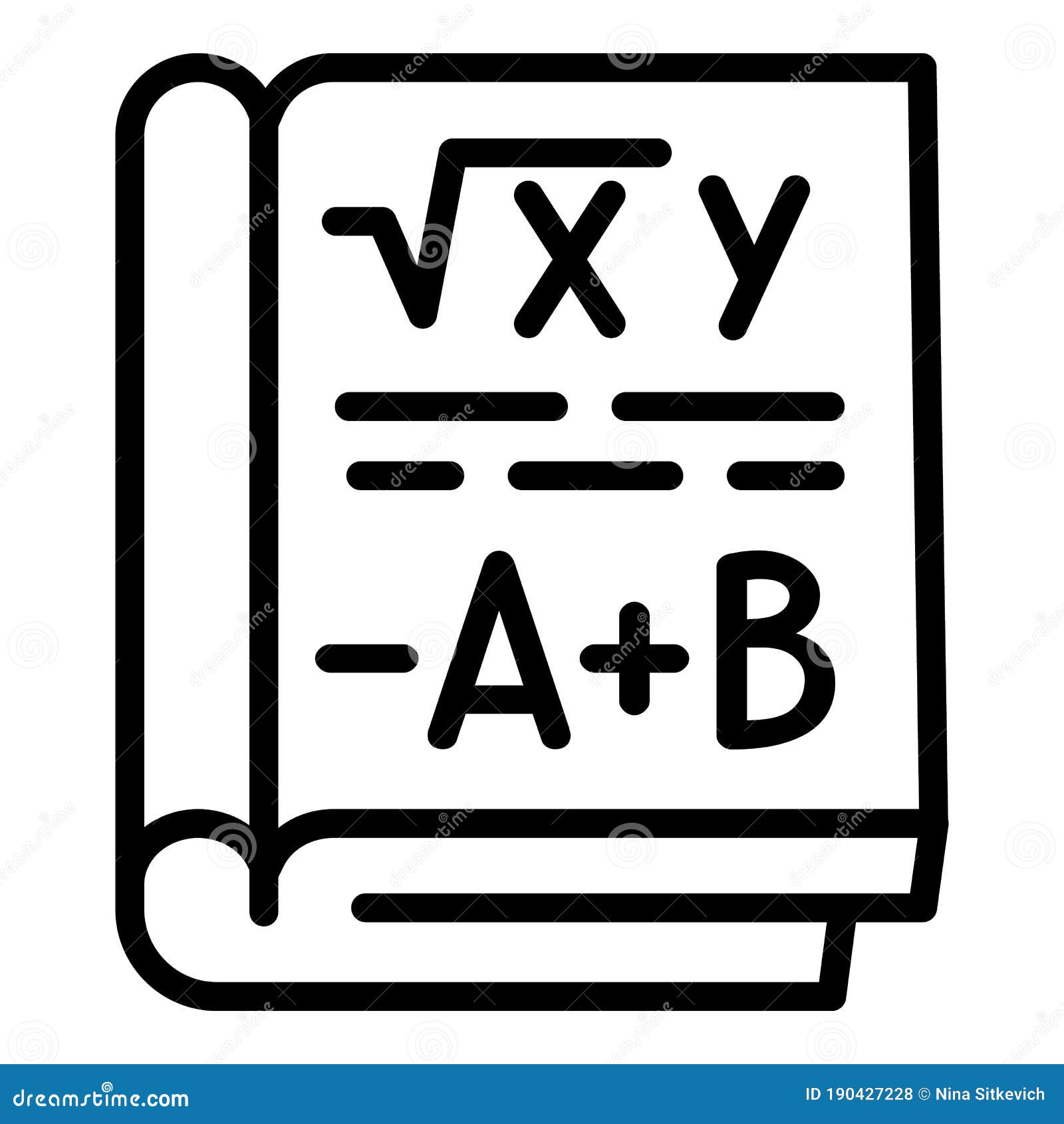 Mathematics Book Icon, Outline Style Stock Vector - Illustration of ...